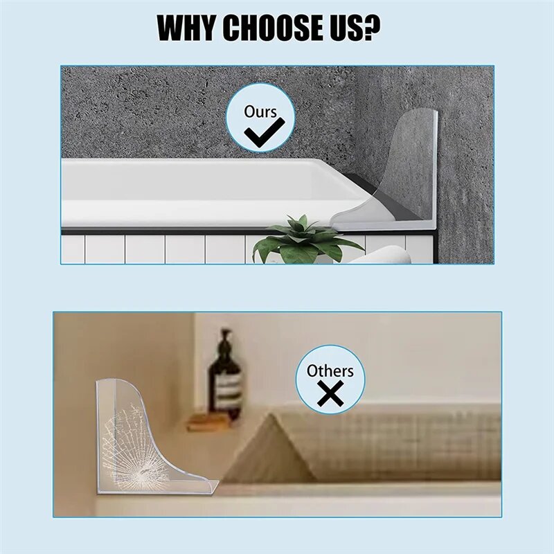 A20F-Угловой брызговик для ванны, акриловый угловой щиток для душа, брызговик для ванны в ванной, 2 шт, прозрачный, transparent