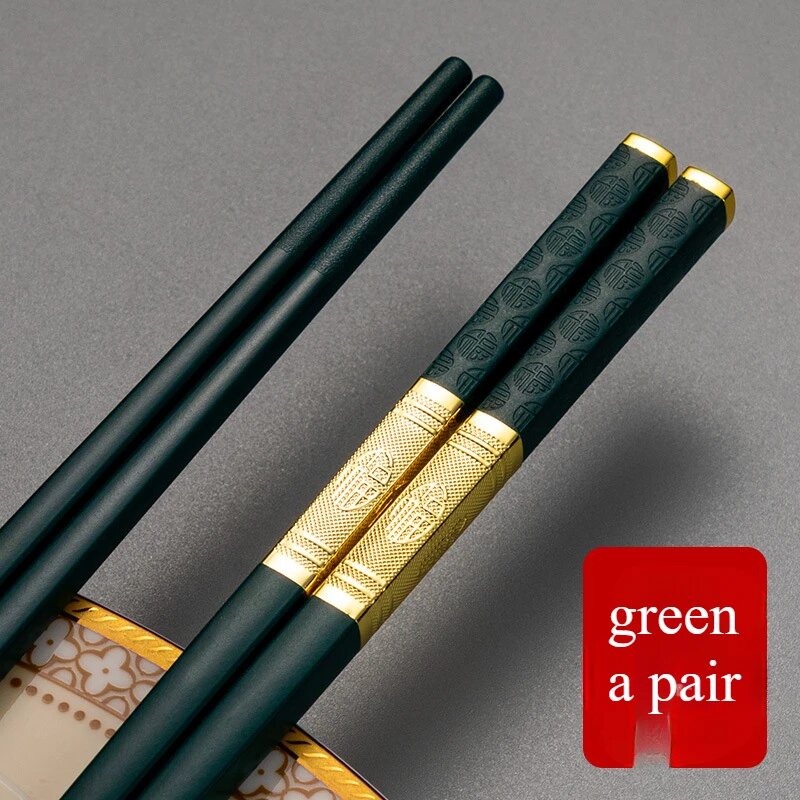 MOONBIFFY Металлические палочки для еды Темно-зеленый, Green