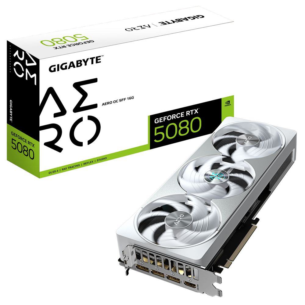 Видеокарта Gigabyte RTX5080 AERO OC SFF 16GB GDDR7 256bit 3xDP HDMI 3FAN RTL