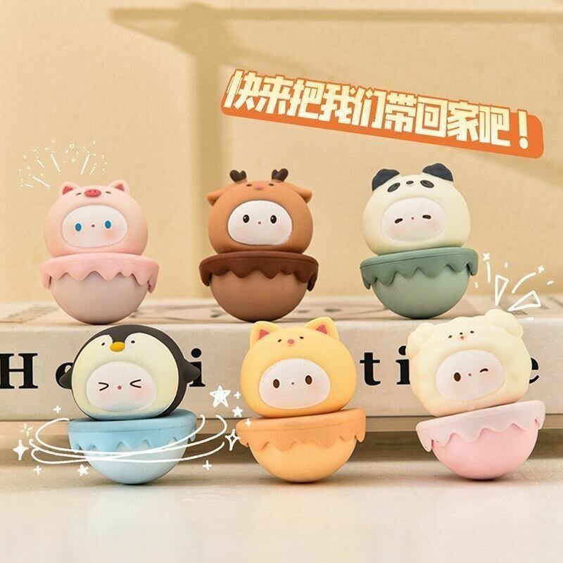 Неваляшка "5 случайных предметов", белая, для снятия стресса, пластик/дерево