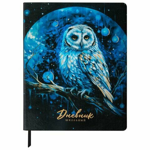 3 шт. Дневник 1-11 класс 48 л, кожзам (гибкая), печать, фольга, BRAUBERG, "Совушка", 106919