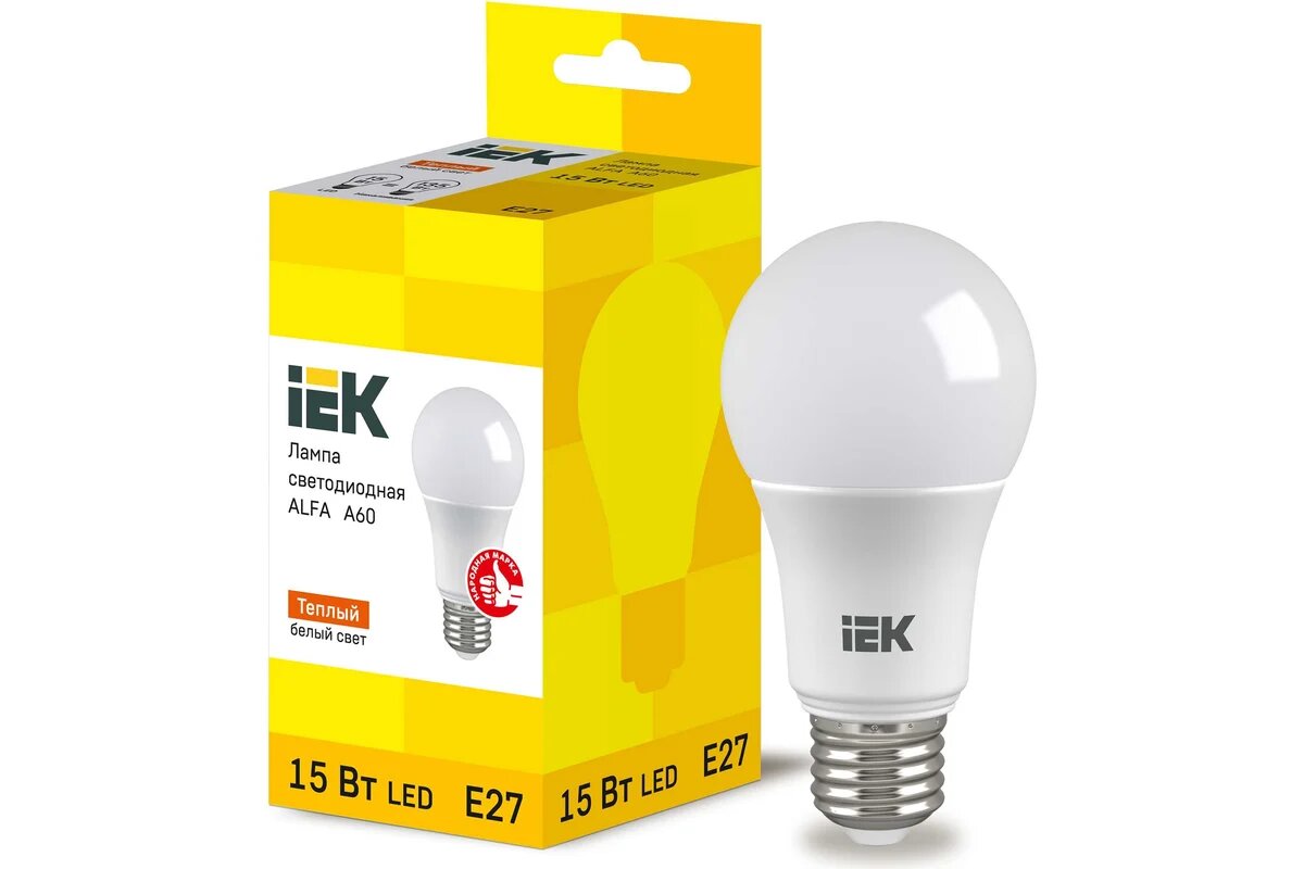 IEK LED лампа ALFA A60 грушевидная 15Вт 230В 3000К цоколь E27 LLA-A60-15-230-30-E27