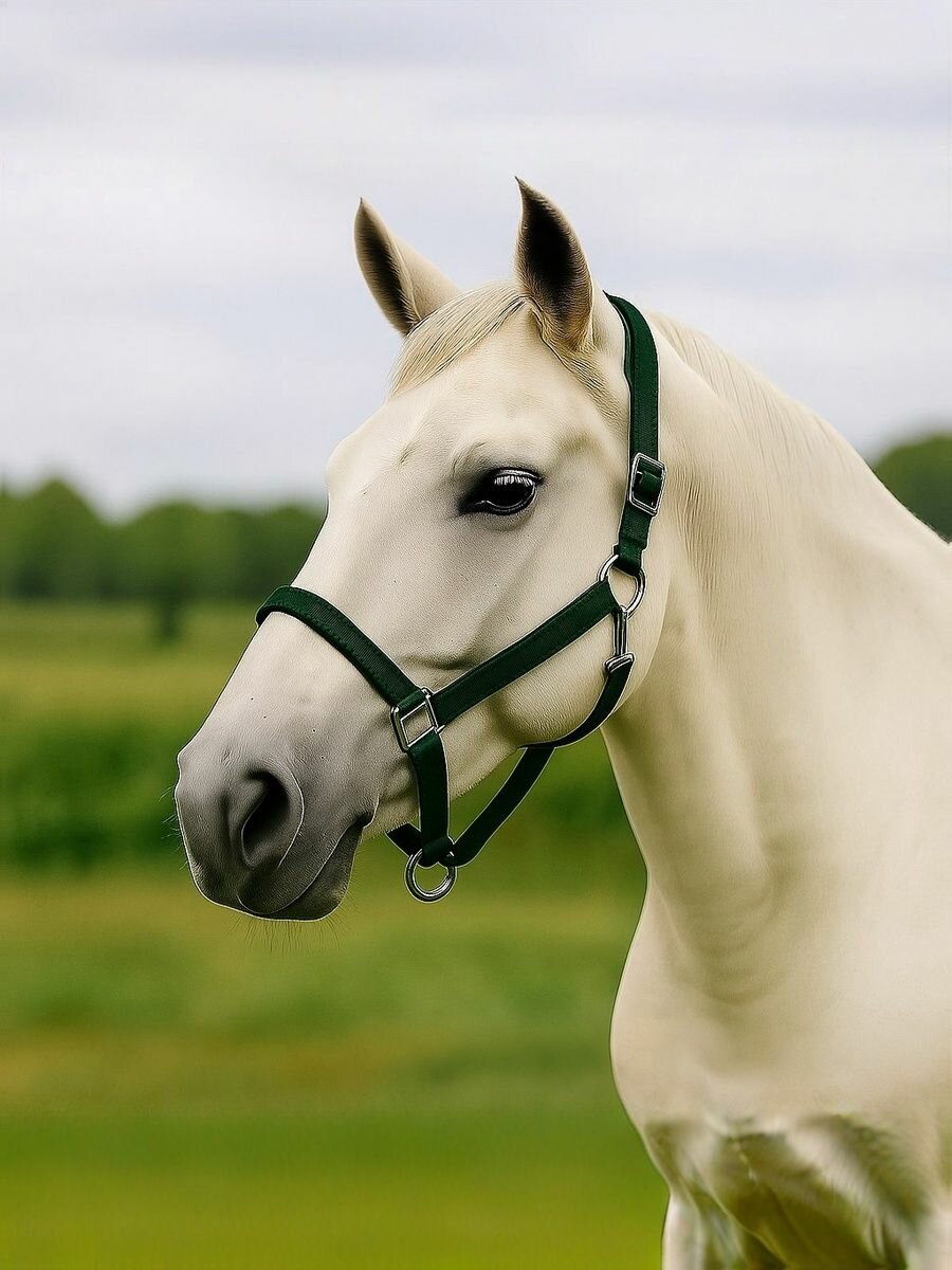 Неопреновый недоуздок Grandis, регулируемый, темно-зеленый, Full