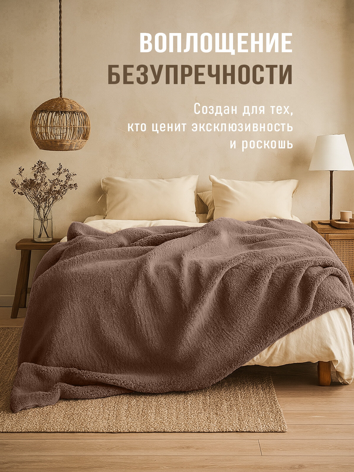 Плед-покрывало 160х200 мех-барашек качество PREMIUM от Комфорт Текс