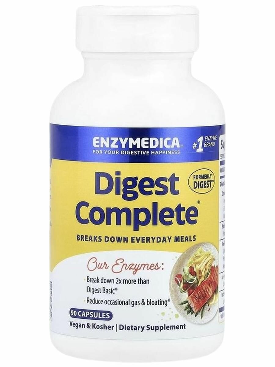 Enzymedica, Digest Complete, пищеварительные ферменты, 90 капсул