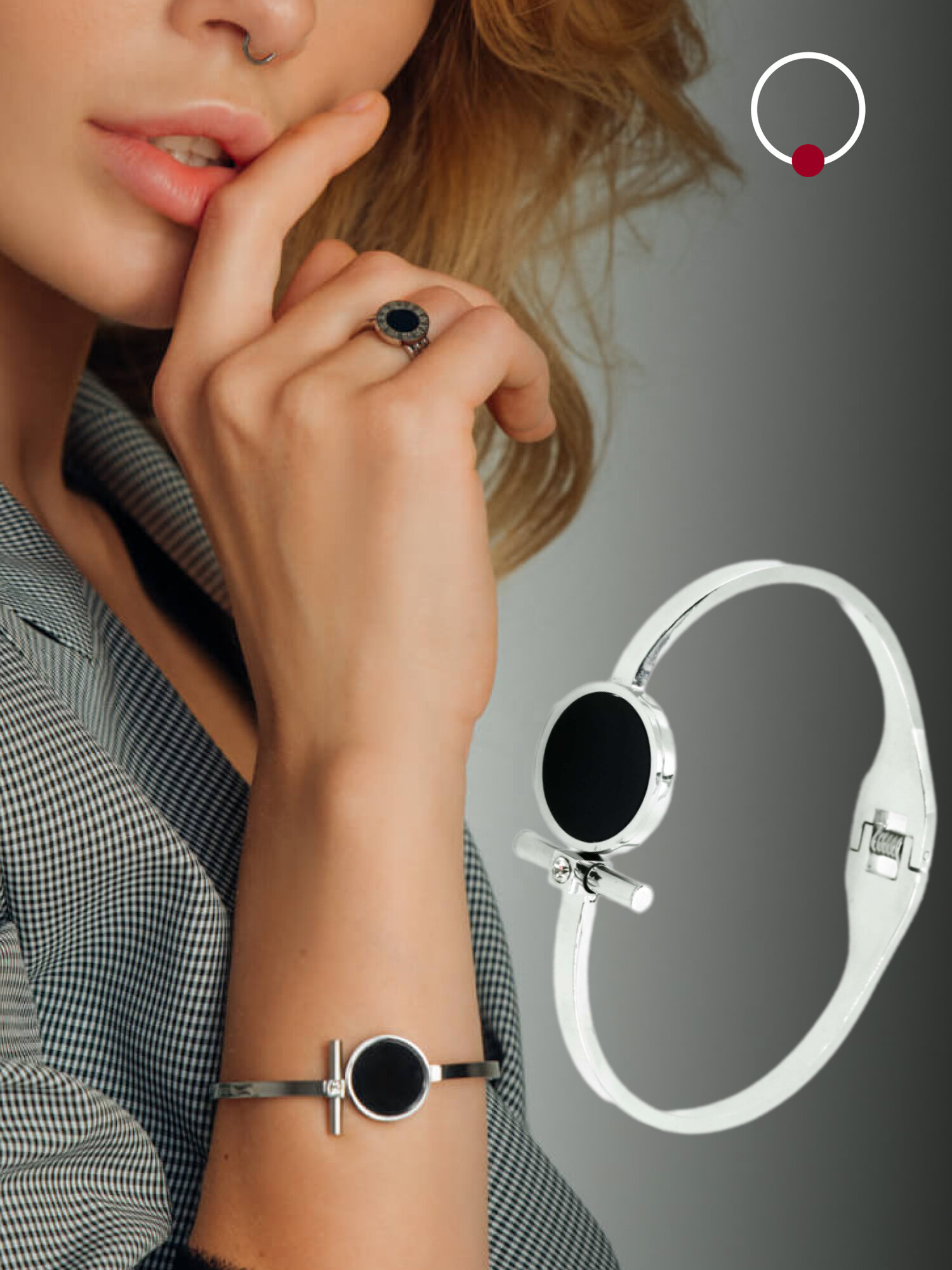 Жесткий браслет, эмаль, кристалл