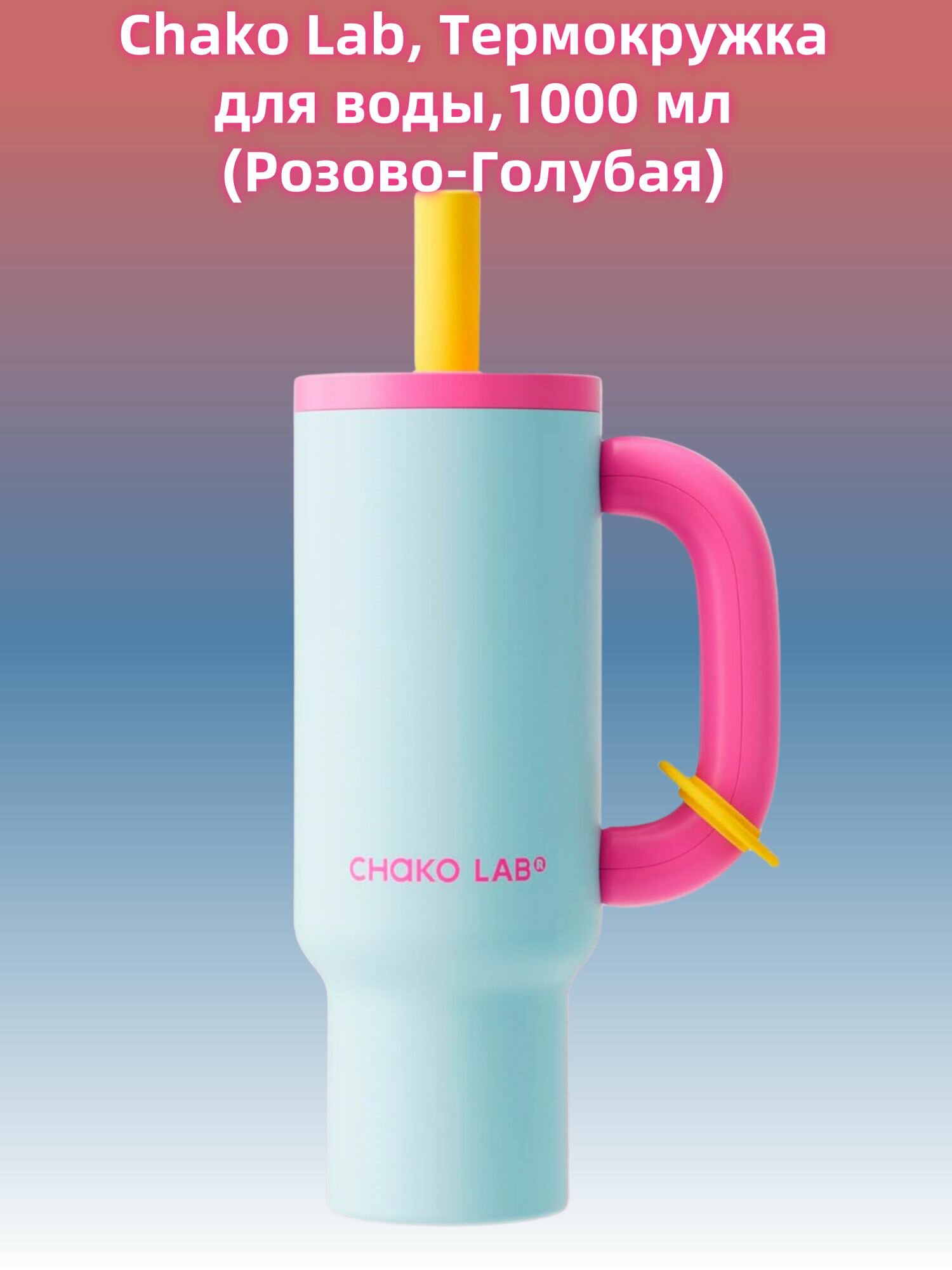 Chako Lab, Термокружка для воды, 1000 мл (Розово-Голубая)