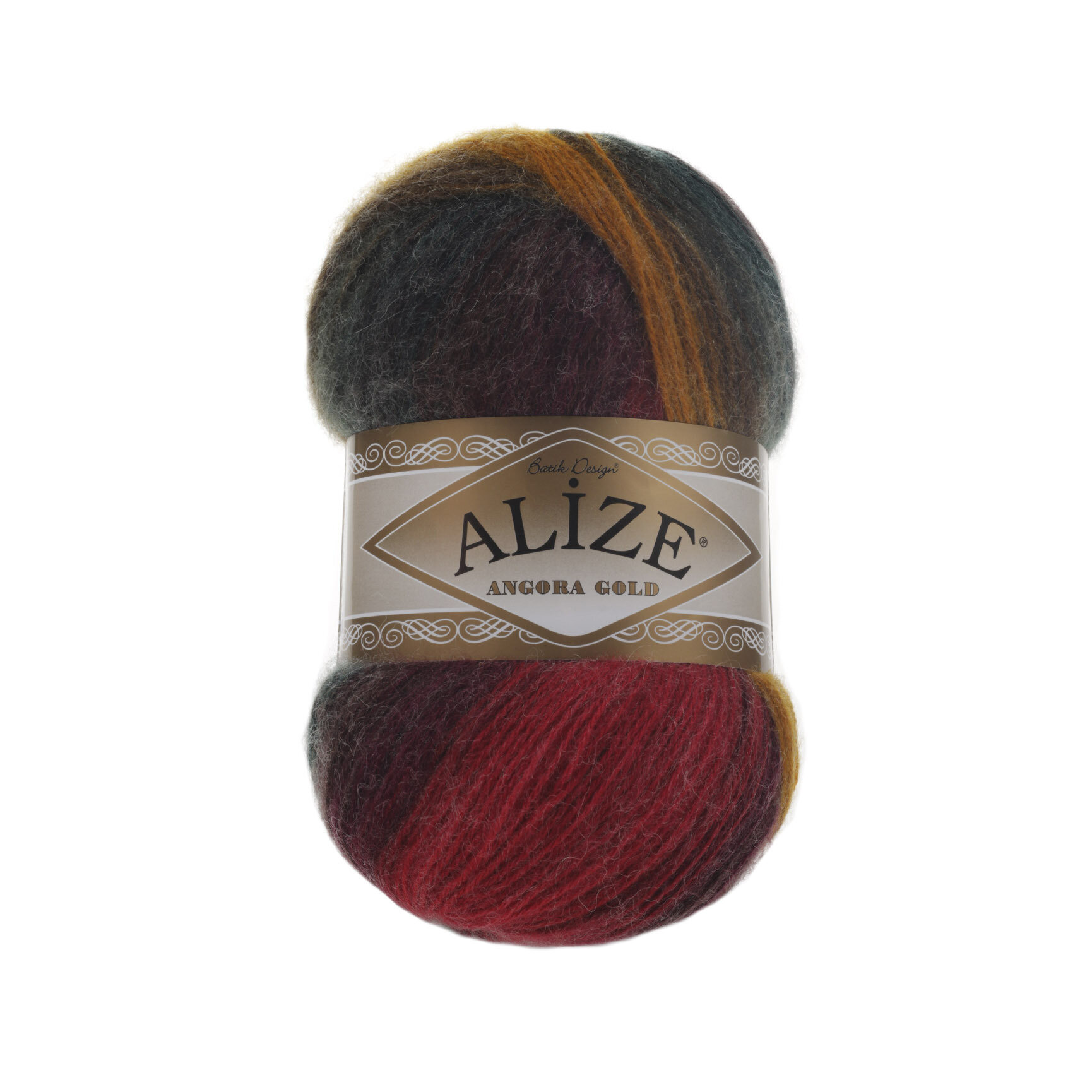 Пряжа Alize Angora Gold Batik 3368 красно-зелено-бордовый (100г/550м, упаковка 5 мотков)