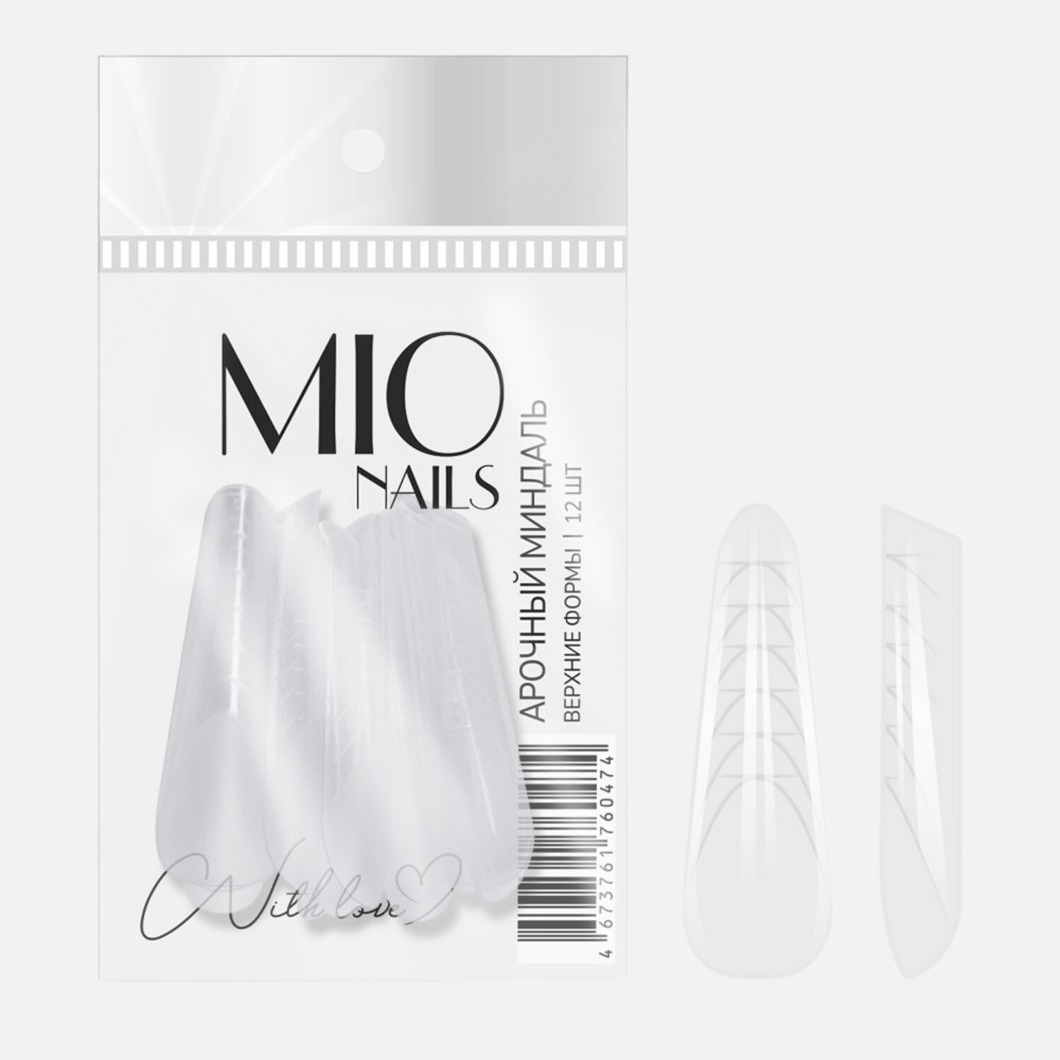 Формы верхние Mio Nails «Арочный миндаль» 12 шт для наращивания