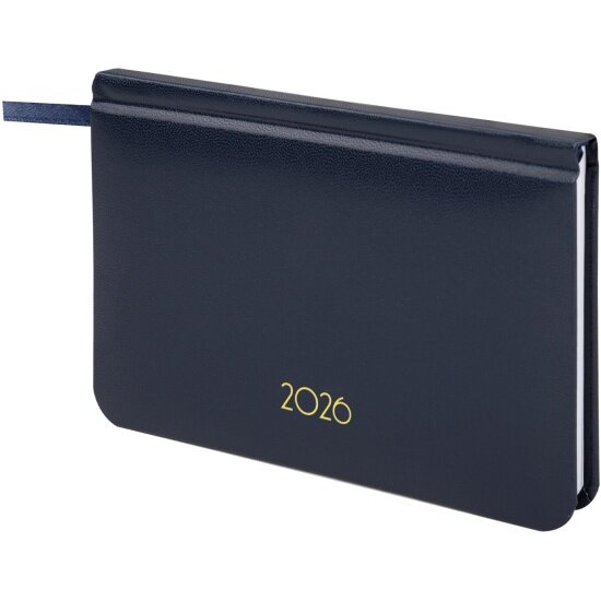 Еженедельник датированный Brauberg 2026, малый формат, 95х155 мм, А6, "Select", балакрон, темно-синий, 117192