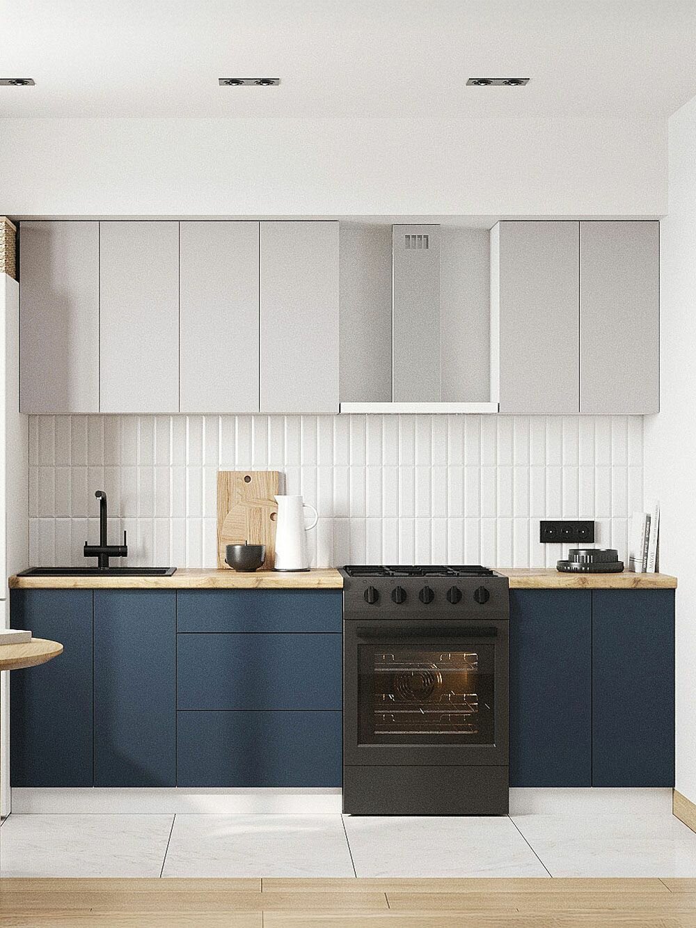 Кухонный гарнитур Тандем 1.8 м, мебель для дома и кухни, Белый / Нео / Океания