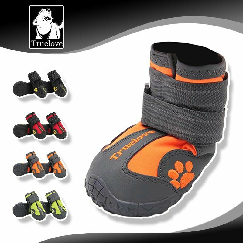 Обувь для собак Truelove 4шт дышащие ботинки для собак с противоскользящей подошвой и светоотражающими ремешками для всех пород
