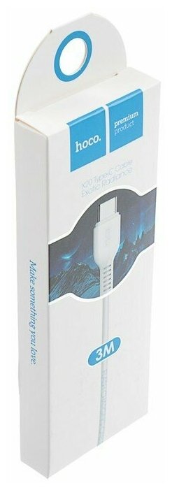 Кабель Hoco X20 Flash USB - USB Type-C 3 м белый — фото 1