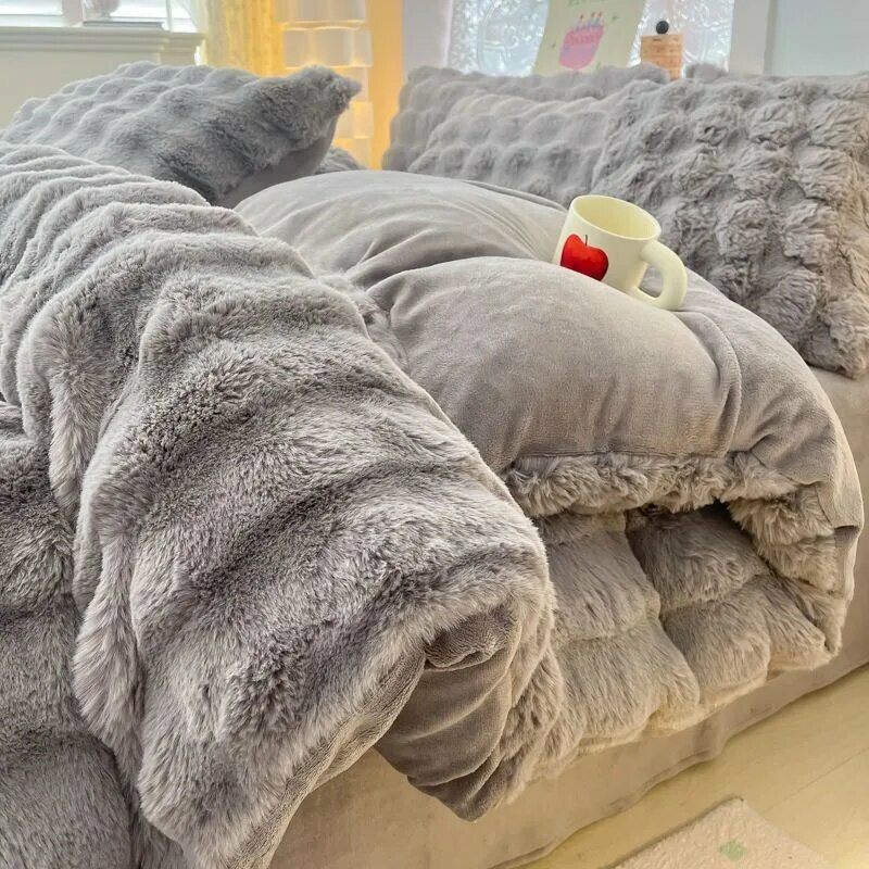 Комплект постельного белья, Фланель, Евро, наволочки 48x74