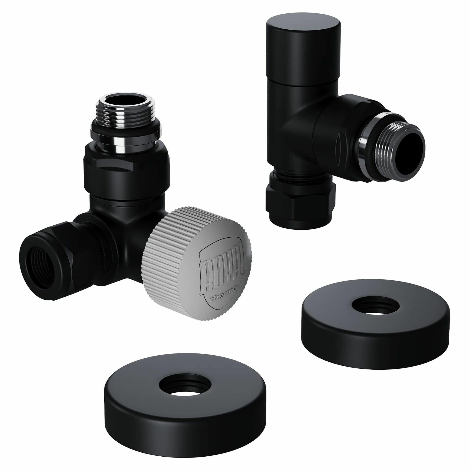 Набор термостатический трехосевой Royal Thermo Design Pro 15мм М30х1,5 (Черный)