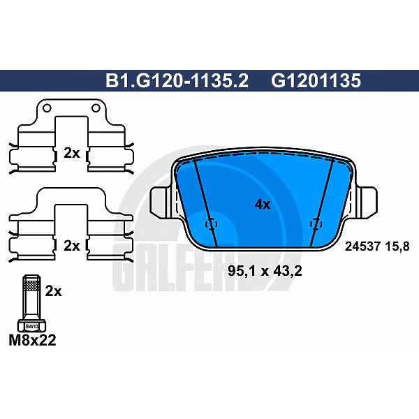 GALFER B1. G120-1135.2 (30671576 / 30742490 / 30794553) колодки тормозные дисковые