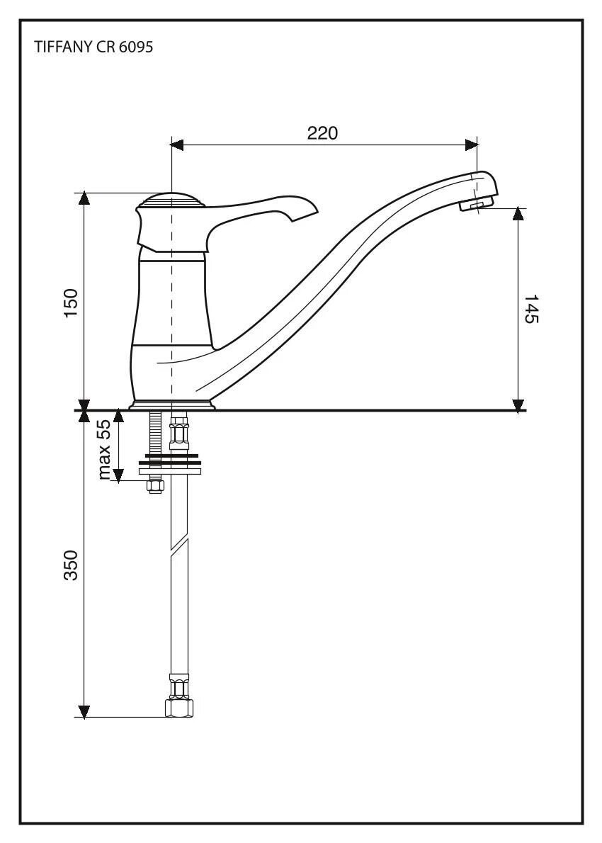 Emmevi Tiffany, однорычажный кухонный смеситель (поворотный излив 22 см), без донного клапана, цвет