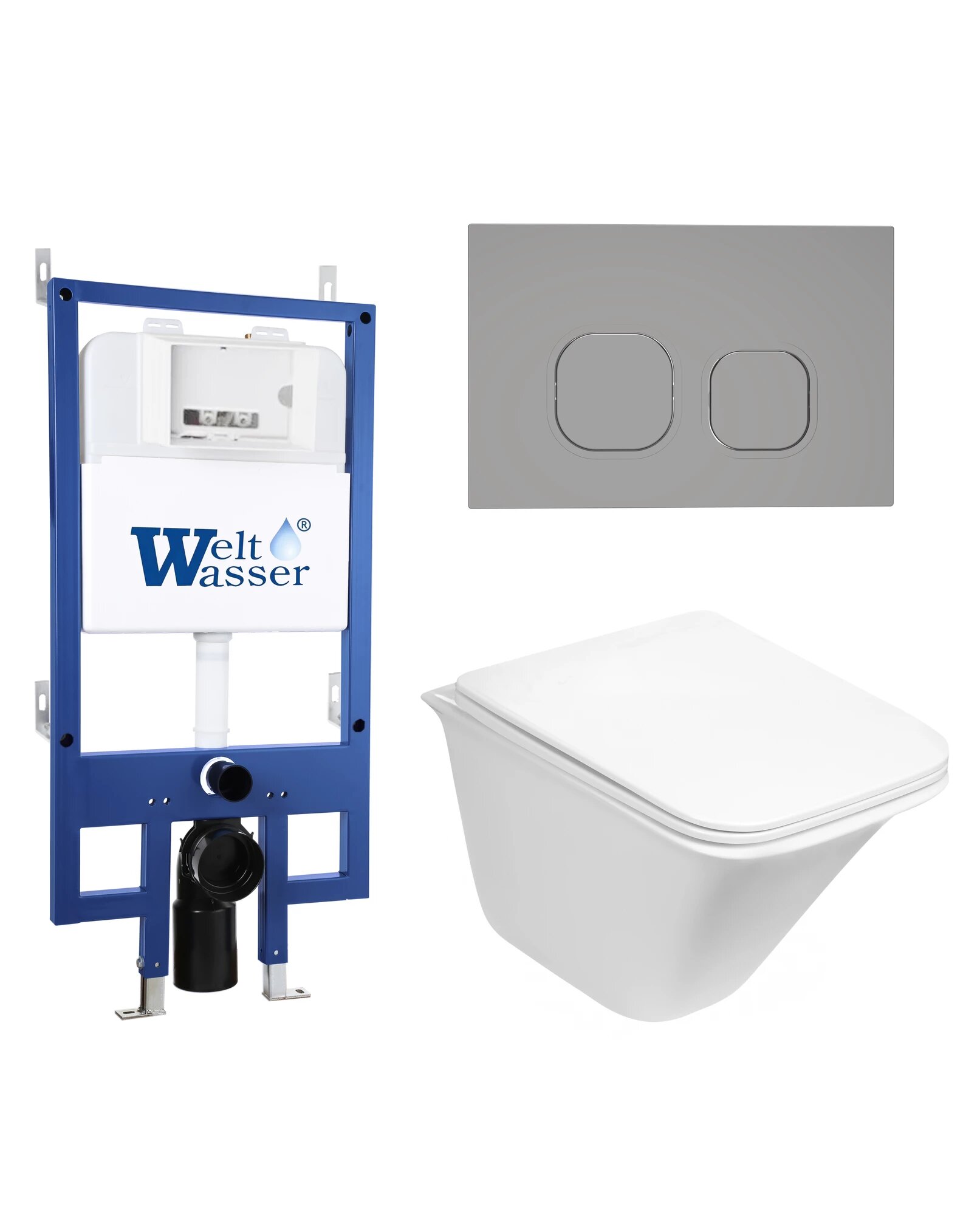Комплект WeltWasser 10000012968 унитаз ROTBACH 004 GL-WT + инсталляция BAMBERG 545 + кнопка смыва
