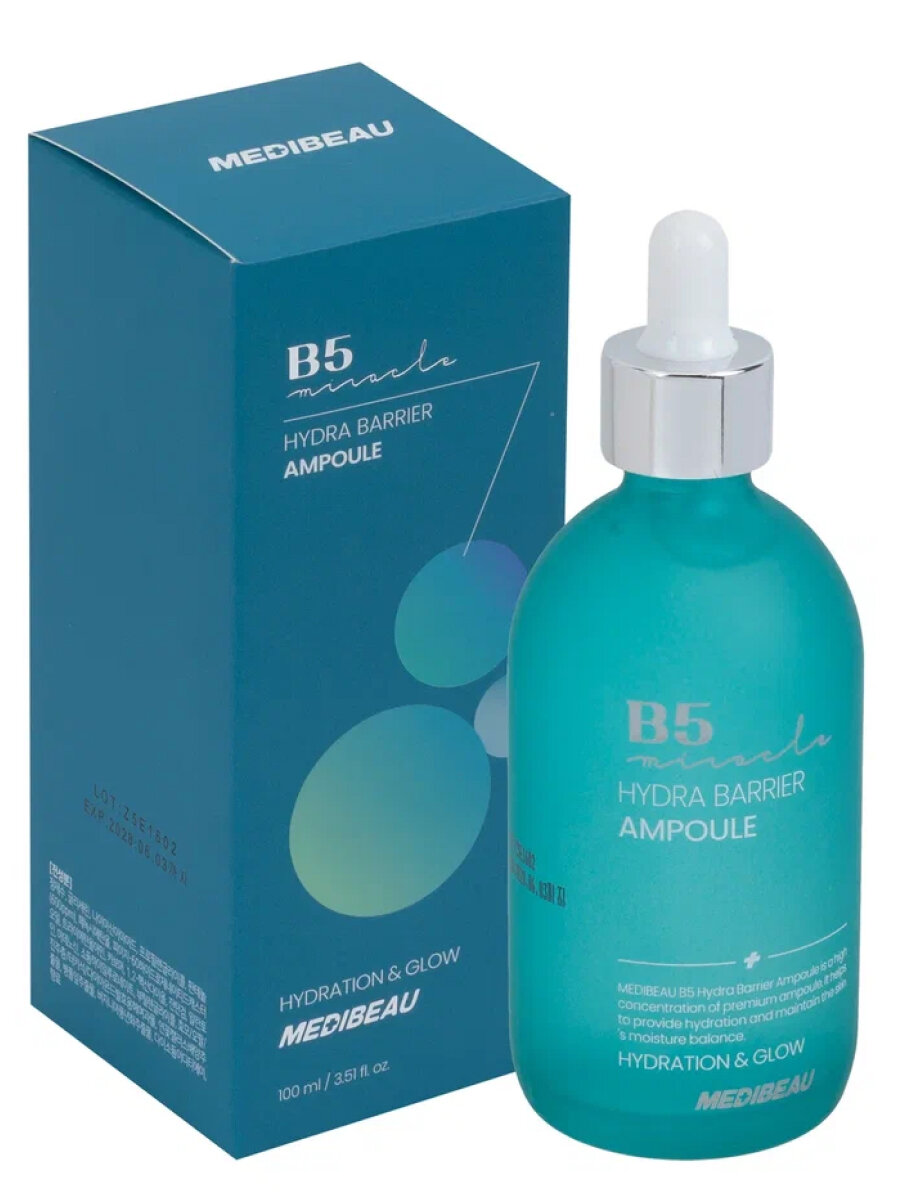 MEDIBEAU Увлажняющая ампульная сыворотка для лица с витамином B5 / Hydra Barrier Ampoule B5 Hydration & Glow, 100 мл