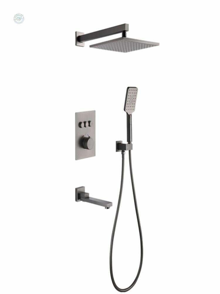 Встраиваемый душевой комплект с термостатом, медный скрытый водопадный душ для спа-ванной, настенный минималистичный душевой набор