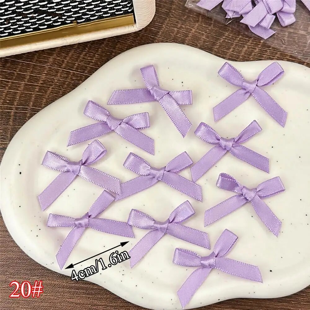 Набор атласных розовых бантиков для декора 10 шт Сиреневый, 20