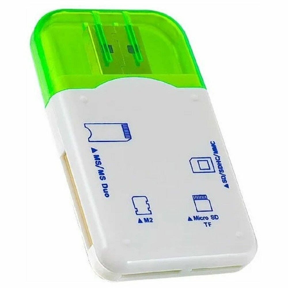 Perfeo Устройство считывания Card Reader SD MMC+Micro SD+MS+M2, PF - VI - R010 Green зеленый PF 4258