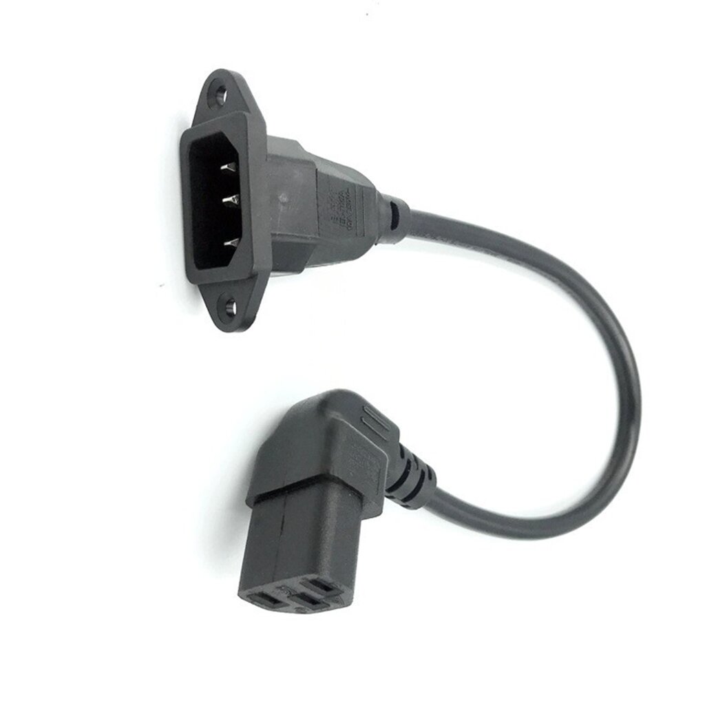 Гибкий кабель питания C14 IEC с угловым разъемом C13, 20 см, черный