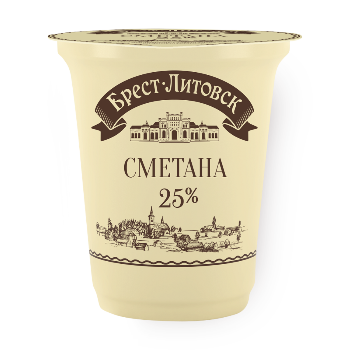 Сметана Брест-Литовск, 25% жирности, без добавок, в пластиковой банке