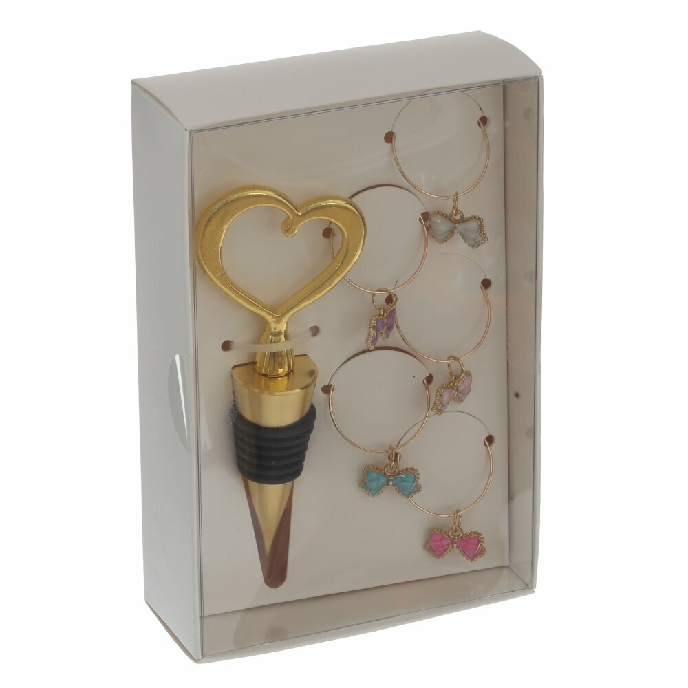 Набор: пробка для бутылки и декор для бокалов, 9х3х14 см KSM-818036