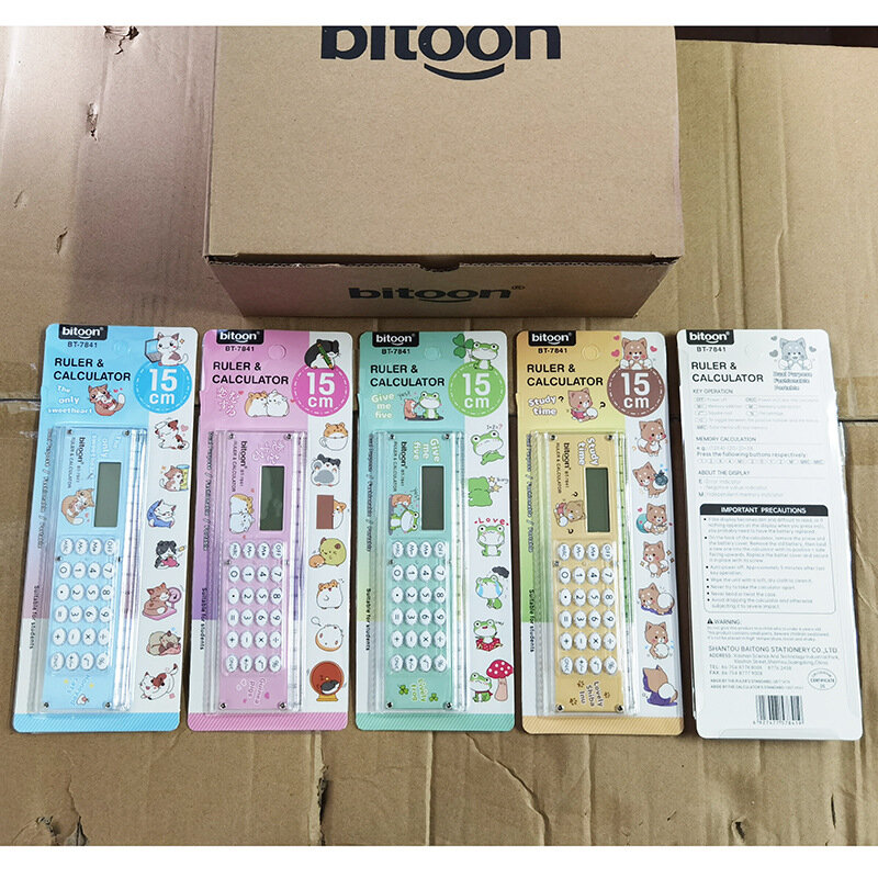 Линейка-калькулятор "Baitong" 7839, мини-мультяшный дизайн, корейская версия