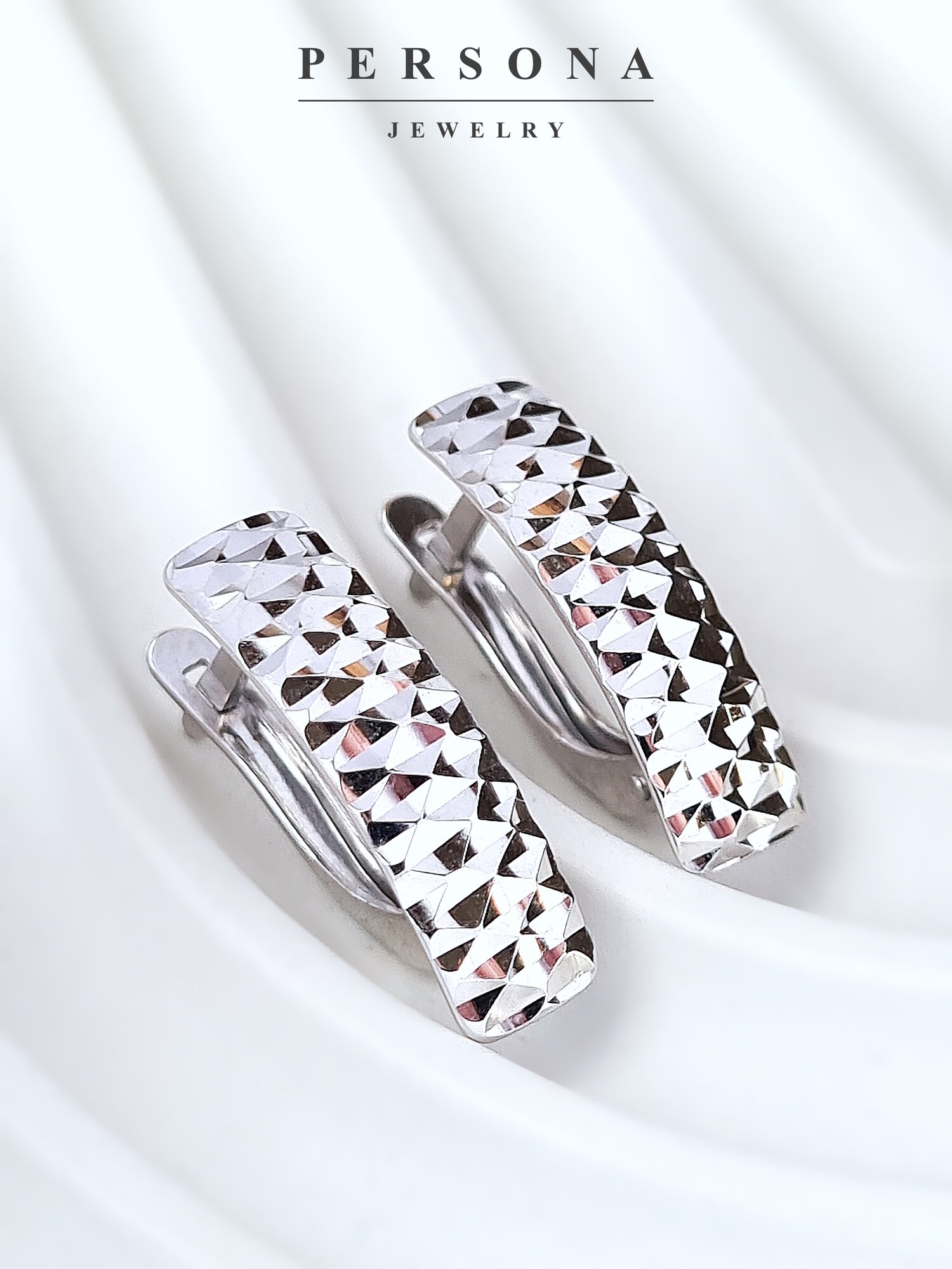 Серьги ПЕРСОНА, серебро, 925 проба, родирование