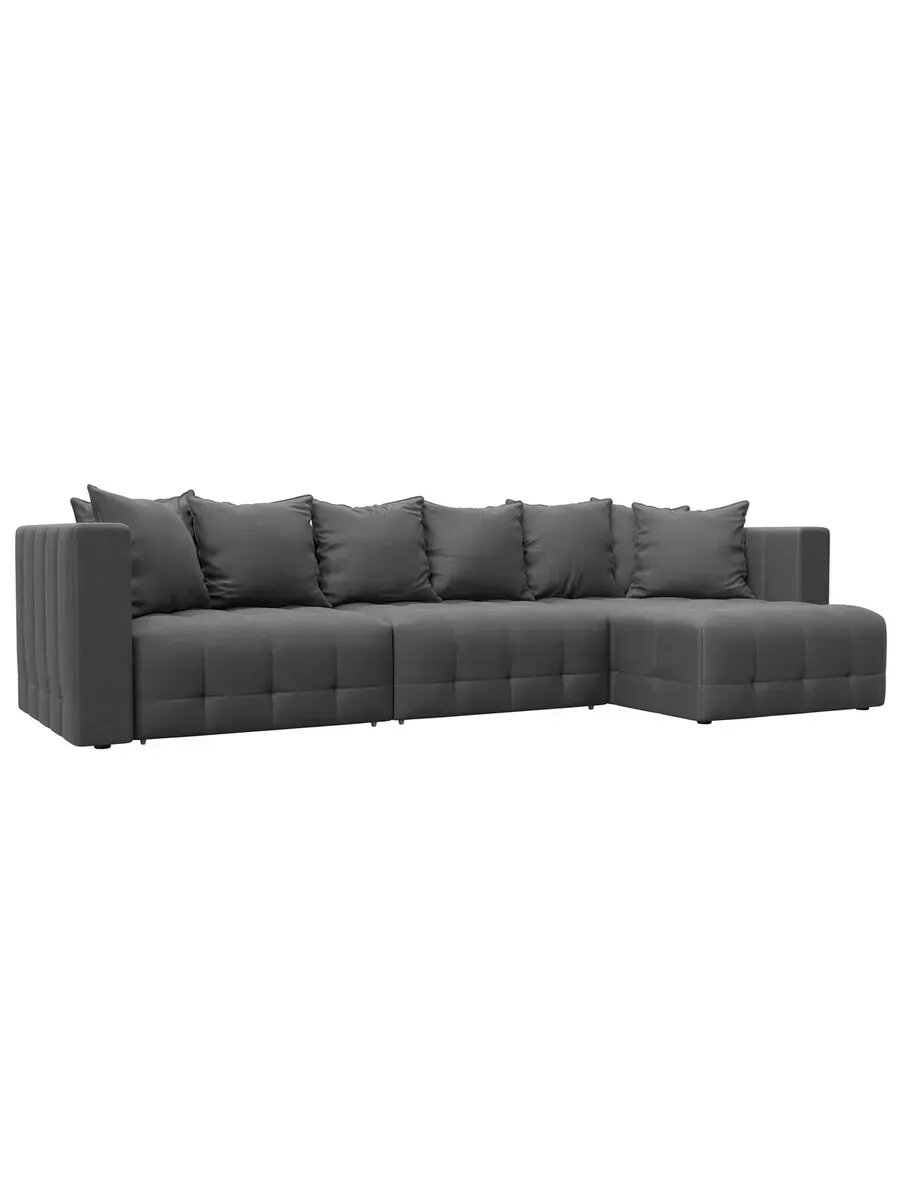 Большой угловой диван Европа, ящик для белья, спальное место 144х290 см, угол универсальный, замша