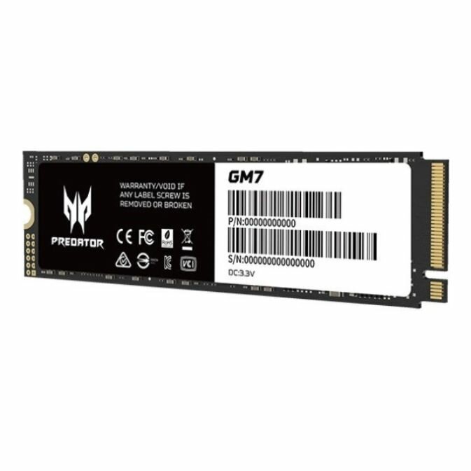 2 ТБ SSD M.2 накопитель Acer Predator GM7 (BL.9BWWR.119) - PCI-E 4.0, чтение - 7200 Мбайт/с, запись - 6300 Мбайт/с, 3D NAND