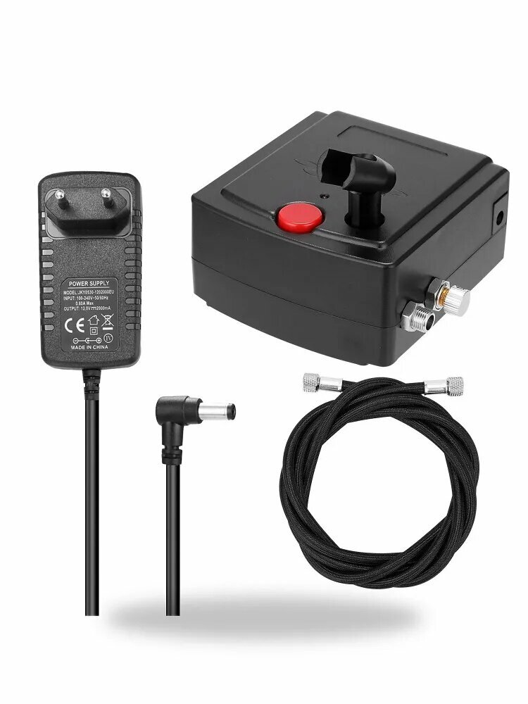 Компрессор T-100 для аэрографа, 12В, шланг 1.8 м, давление до 25 psi