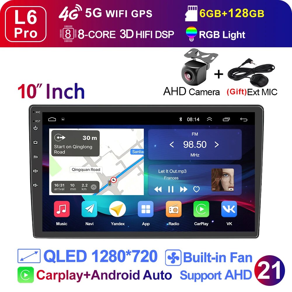 LEHX L13Plus 7/9/10 '2Din Android 14 автомобильный радиоприемник мультимедийный стереоприемник Carplay для Toyota Hyundai Kia Volkswagen Jeep Fiat 10-L6 Pro(6-128)CAM