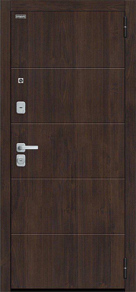 BRAVO Дверь входная 205*96 Bravo R Флэт/BChrome, Almon/Cappuccino Melinga, Левое с зеркалом 205*96 Almon/Cappuccino Melinga