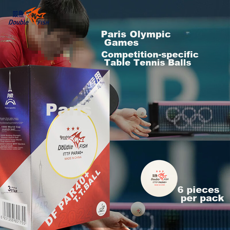 Shuangyu 2024 Paris Grand Prix Table Tennis Three-Star Official Competition Balls, 3-Star Grand Prix Balls, PAR40+ White, 6-Pack