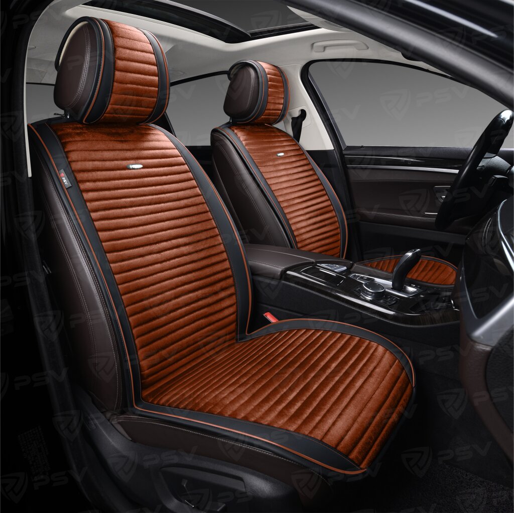 Накидка на сиденье "PSV" Bliss 2 FRONT алькантара черно-коричневый (2 шт.)