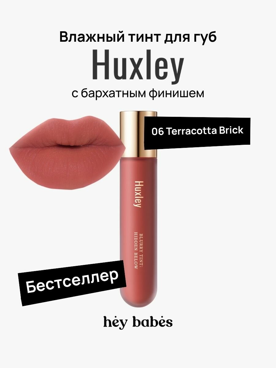 Тинт для губ Huxley Blurry Tint Hidden Below, влажный тинт с бархатным финишем , тон 06 Terracotta Brick, 4,5 г