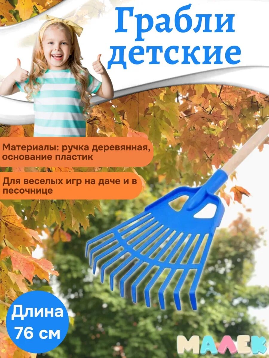 Грабли веерные детские синие