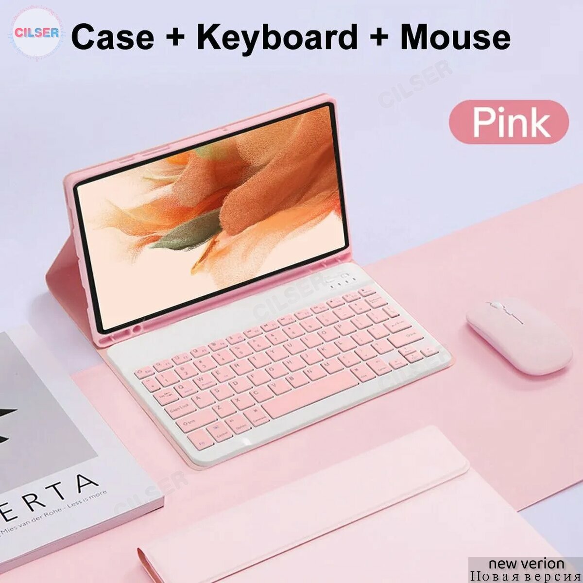 Чехол для Galaxy Tab S7FE/S8 Plus/S7 Plus с русской клавиатурой и мышью, чехол для планшета с держателем S Pen для Samsung Tab S8+ /S7 FE /S7+