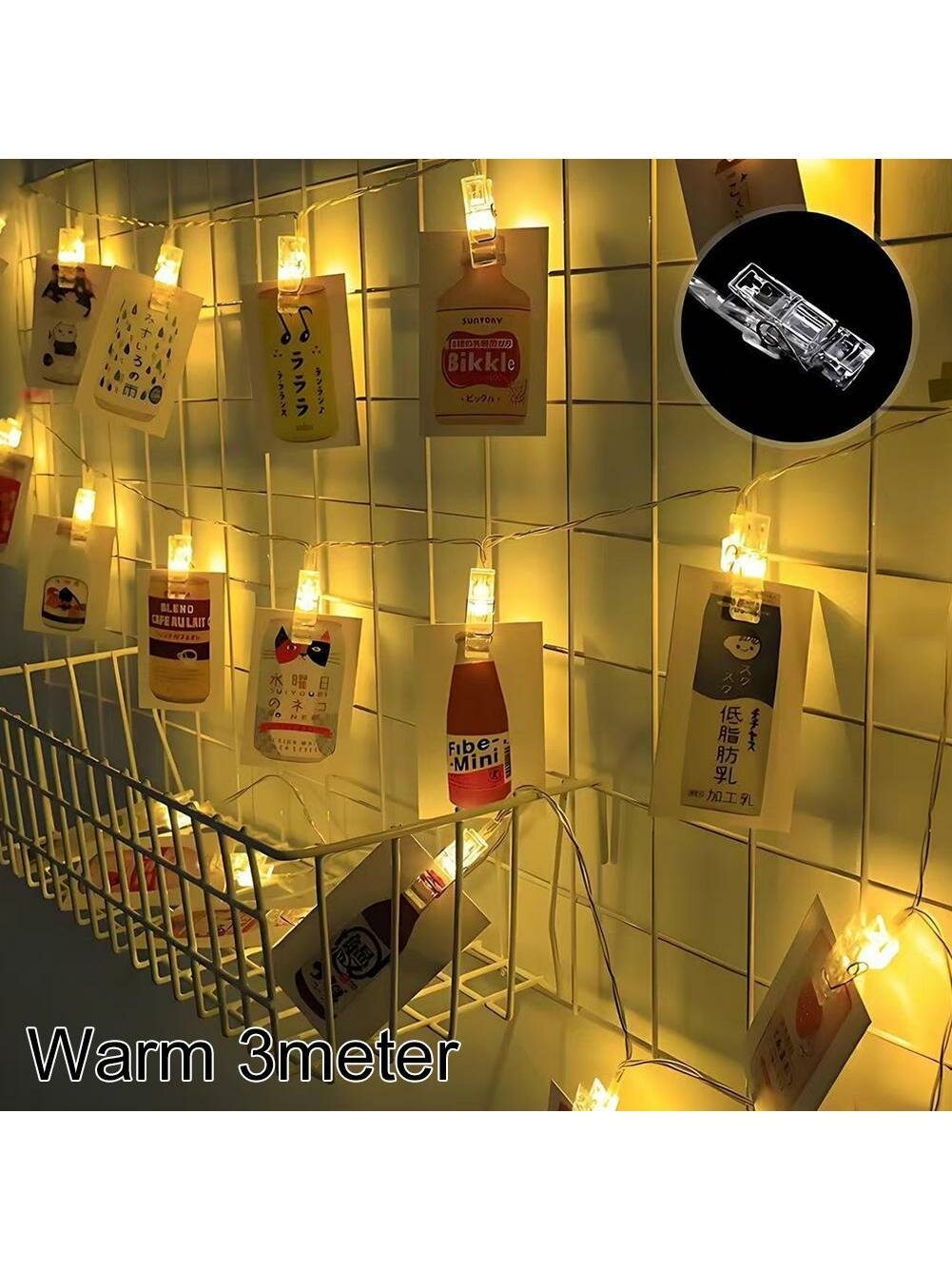 Гирлянда Теплых Белых прищепок для фотографий