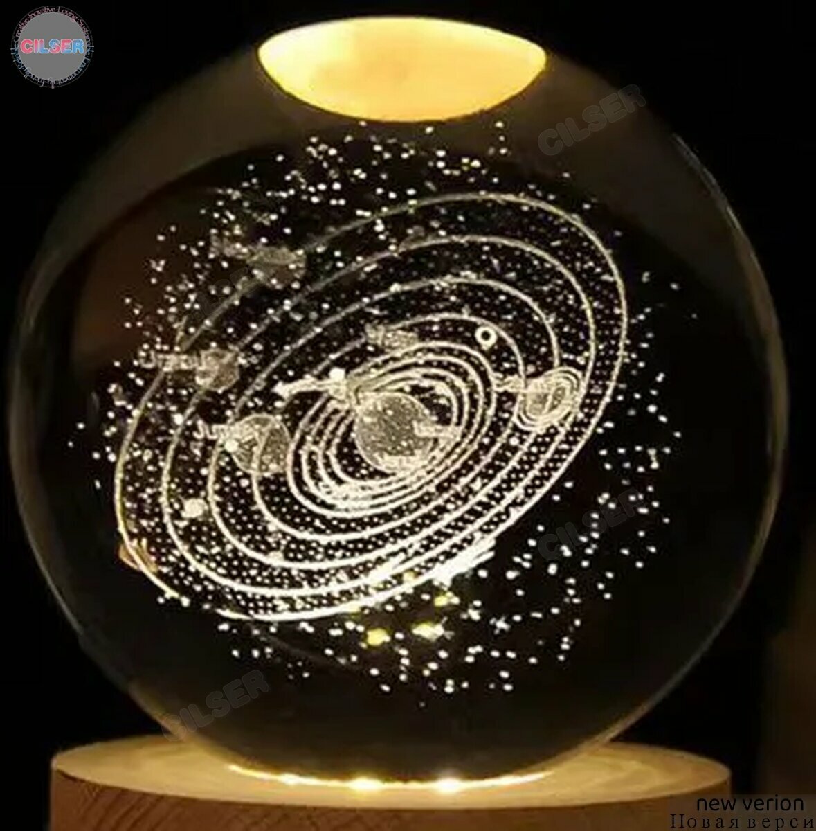 Светильник декоративный "Хрустальный шар" с подсветкой Планеты, от USB, шар 6см