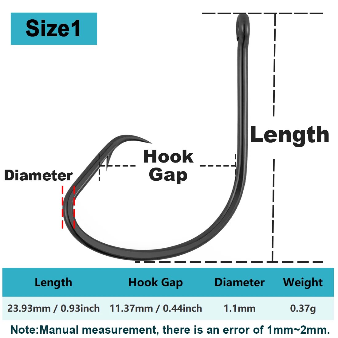 Крючок для рыбалки Inline Circle Hook Size1 23.93mm