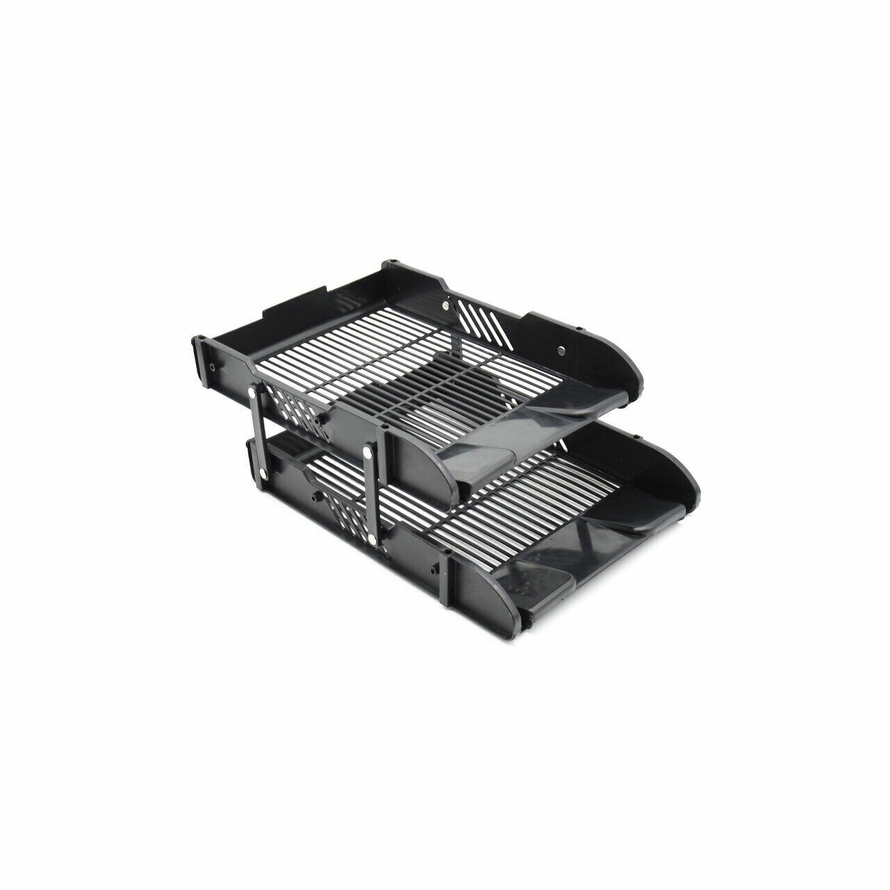 Лоток горизонтальный 2-х ярусный, раздвижной, черный