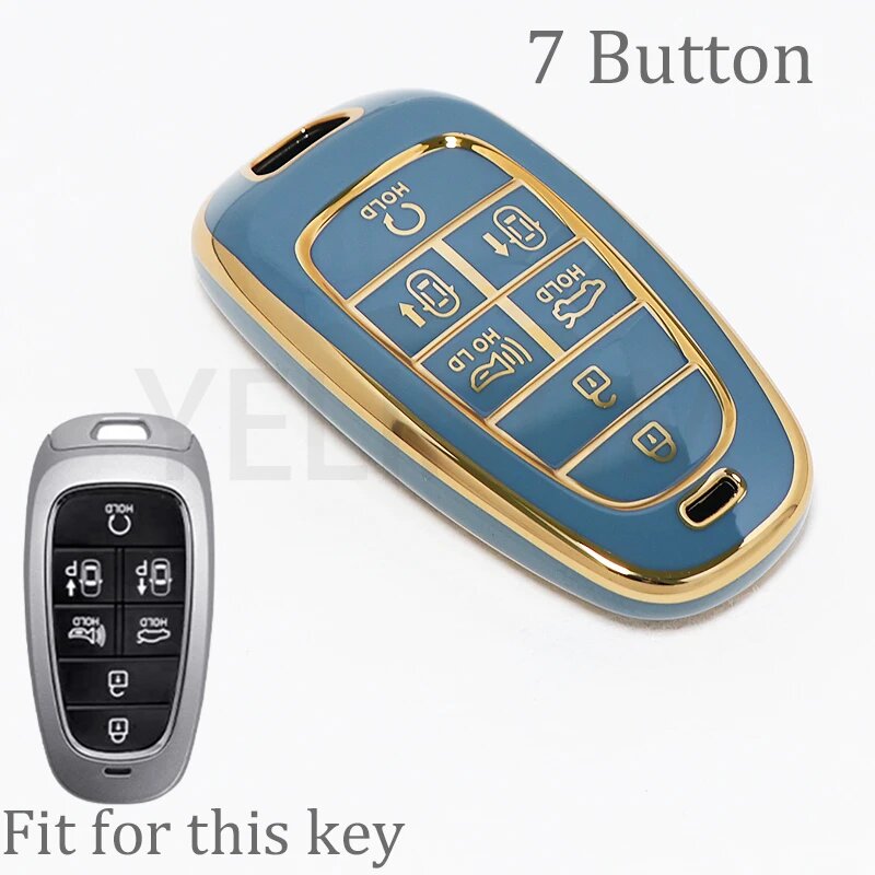 Чехол для ключей от автомобиля Hyundai, брелок для ключей на 2024 2023 2022 2021 Gold Grey Case