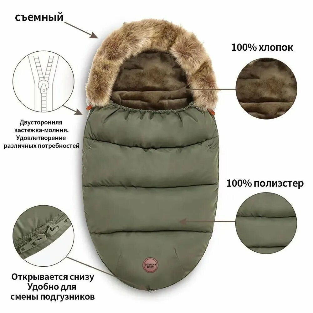 Конверт для коляски для новорожденногоУтолщенная, теплая, защита от холода