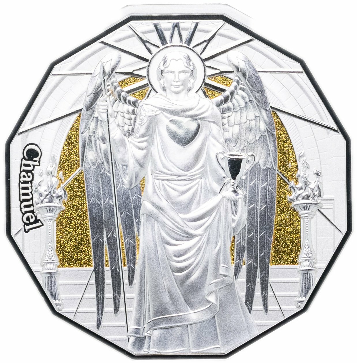 Самоа 2 доллара 2024 "Архангел Камаэль Телец" в футляре с сертификатом, Серебро 999, в сохранности Proof