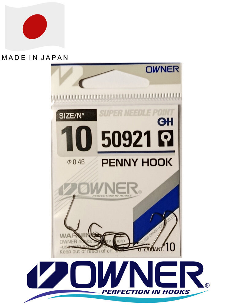 Крючки OWNER 50921 №10 PENNY HOOK / Крючок, Овнер, одинарные для рыбалки