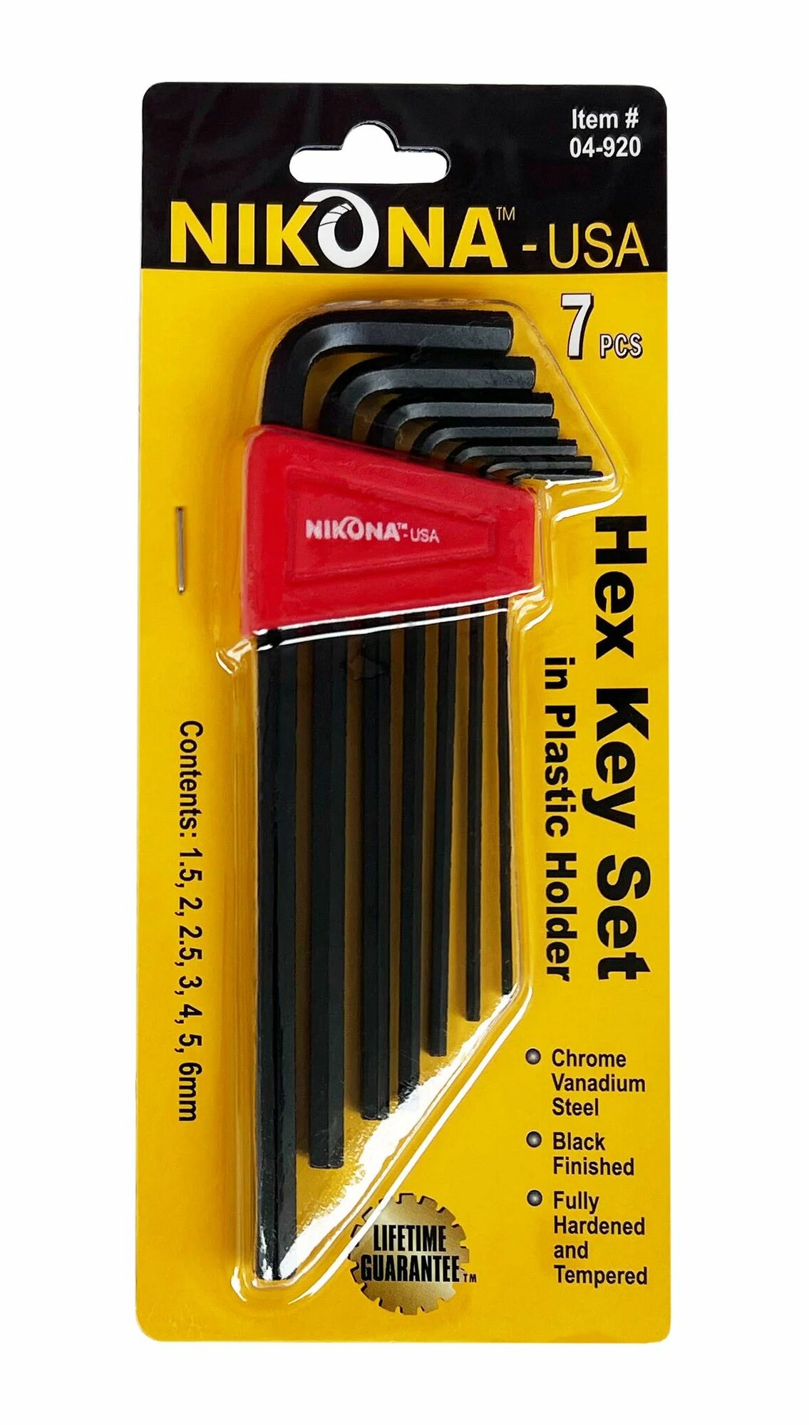 Набор шестигранных ключей NIKONA в футляре, 1,5-6мм, 7шт 04-920